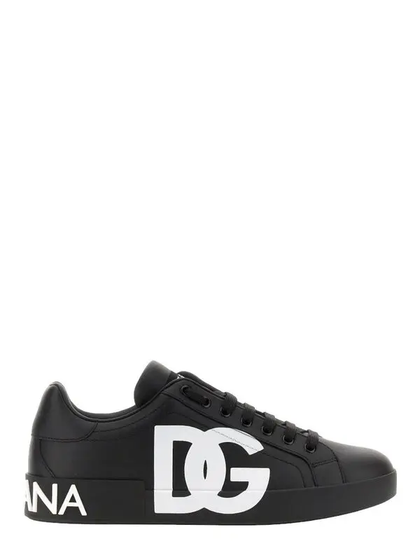 Dolce & Gabbana Portofino Leather Sneakers - Black