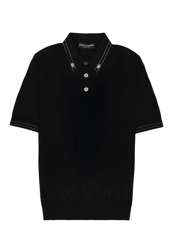 Dolce & Gabbana Silk Polo - Black