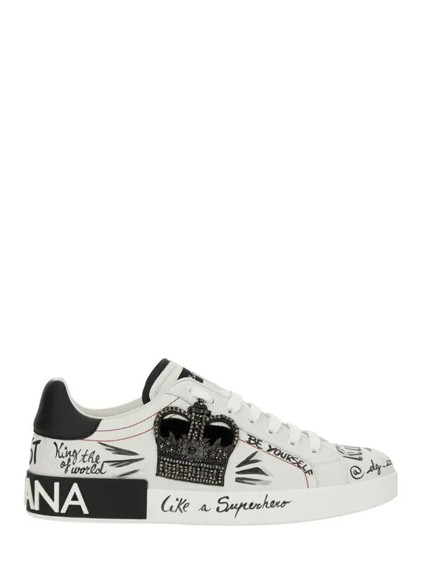 Dolce & Gabbana Portofino Leather Sneakers - White