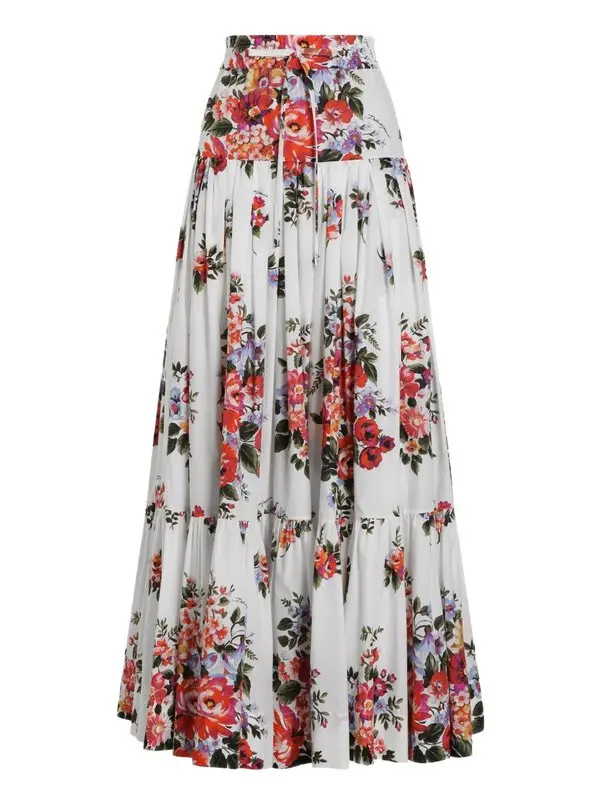 Dolce & Gabbana Floral Print Maxi Skirt - White