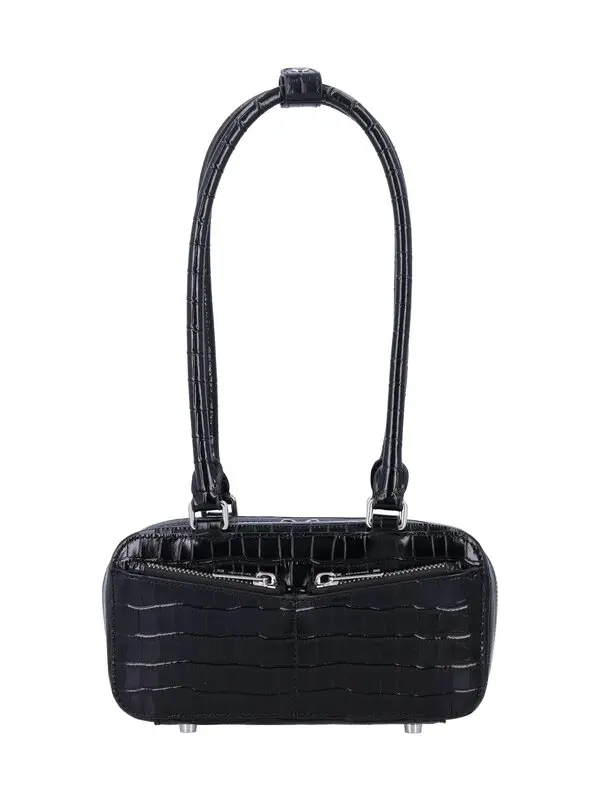 SELF-PORTRAIT Croc Mini Shoulder Bag - Black