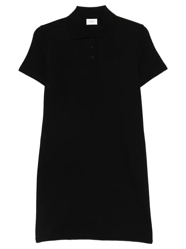 Saint Laurent Cotton Polo Dress - Black