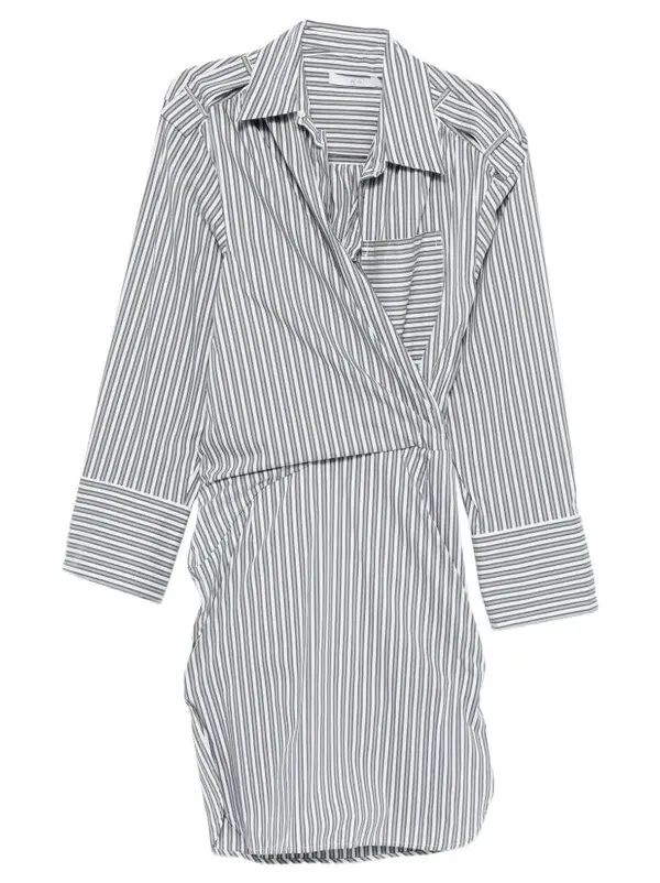 IRO PARIS Lazul Striped Cotton Dress - Clear Blue