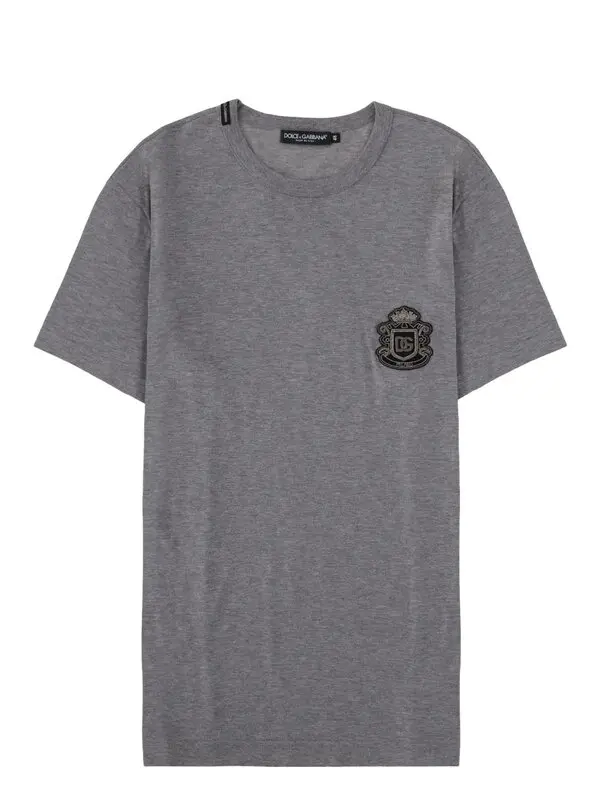 Dolce & Gabbana T Shirt With Heraldic Logo - Grey