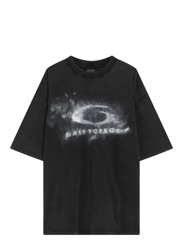 Balenciaga Faded Crayon Loop Oversize T Shirt - Black