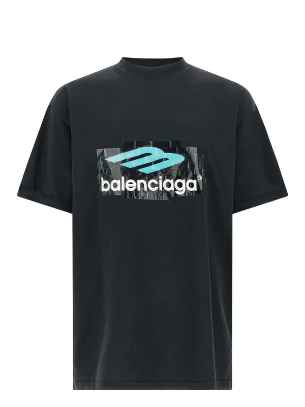 Balenciaga Printed T Shirt - Black