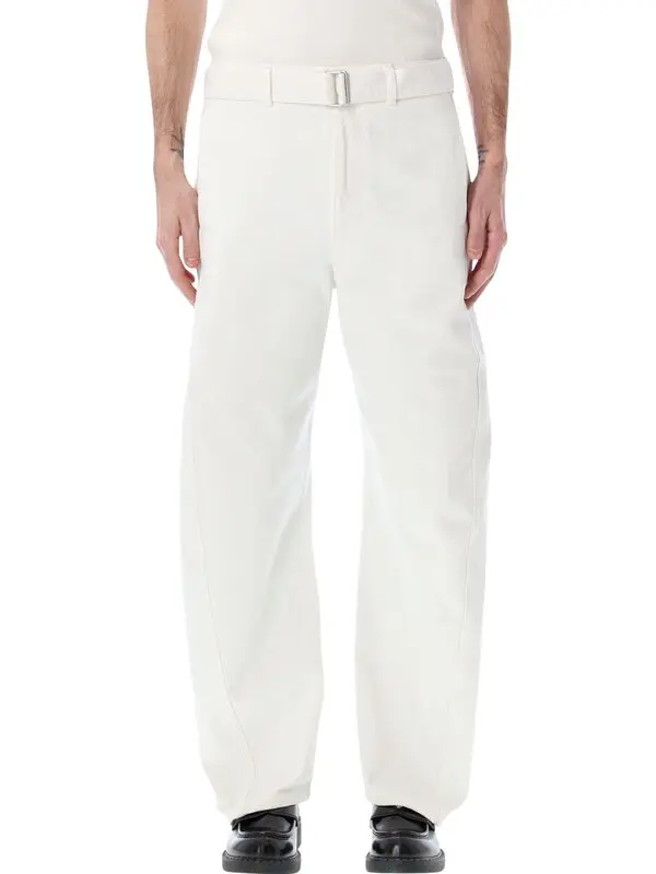 LEMAIRE Straight Leg Denim Trousers With Belt - Milk
