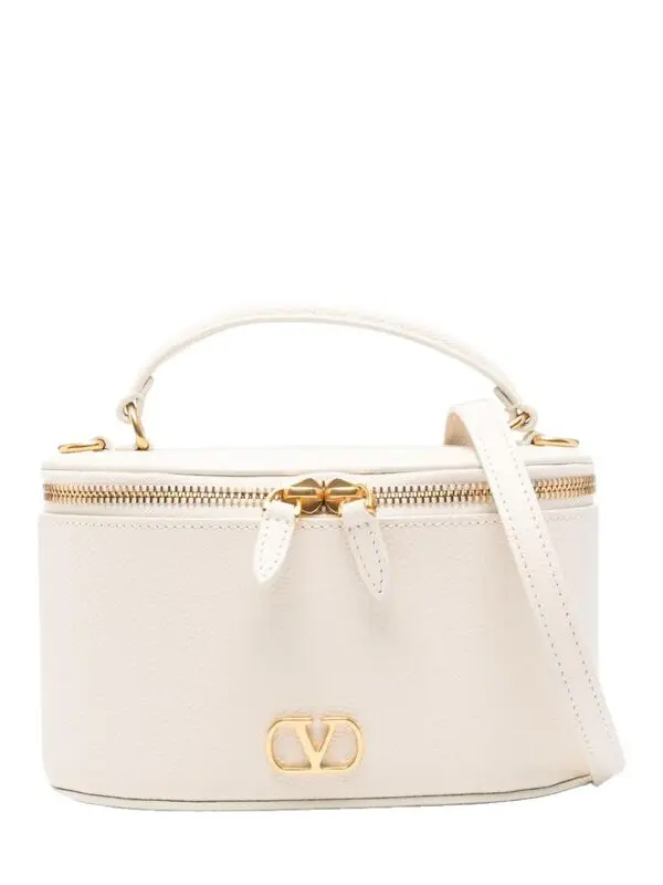 Valentino Garavani V Logo Signature Leather Vanity Case - Ivory