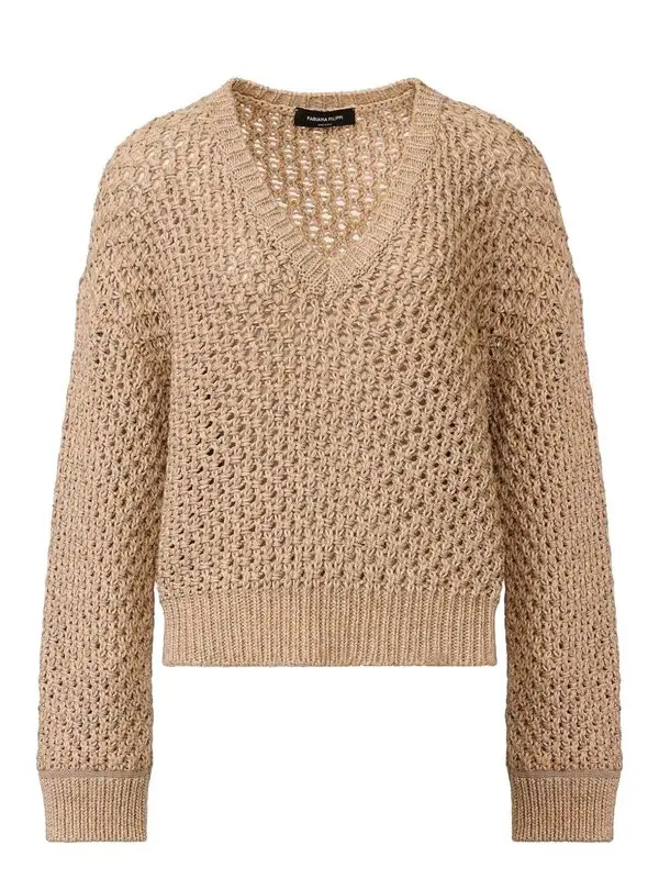 Fabiana Filippi Cotton V-neck Sweater - Ivory