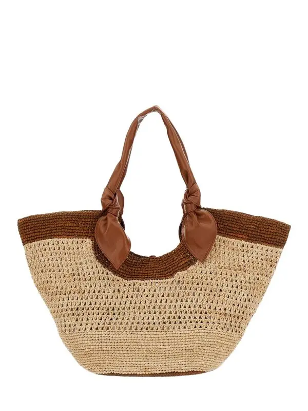 Hereu Fonol Raffia Tote - Leather Brown