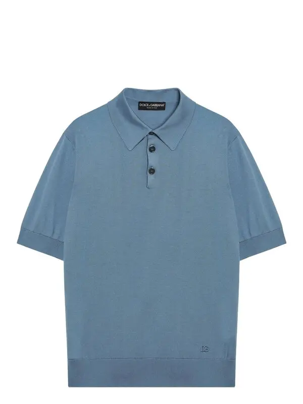 Dolce & Gabbana Silk Polo Shirt - Light Blue