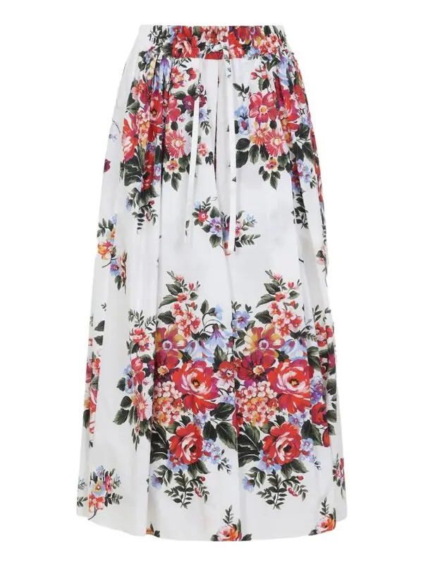 Dolce & Gabbana Floral Print Long Skirt - White