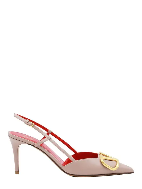 Valentino Garavani Vlogo Signature Leather Slingback Pumps - Powder