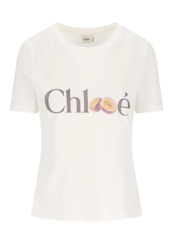 Chloé Logo Cotton T-shirt - White
