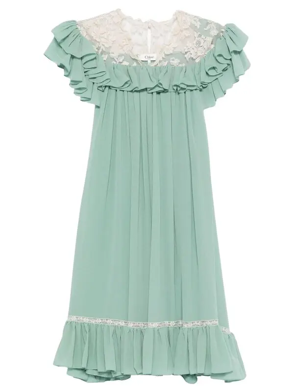 Chloé Silk Mini Dress - Green