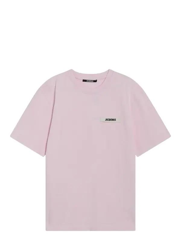 Jacquemus T Shirt With Gros Grain Logo - Pink