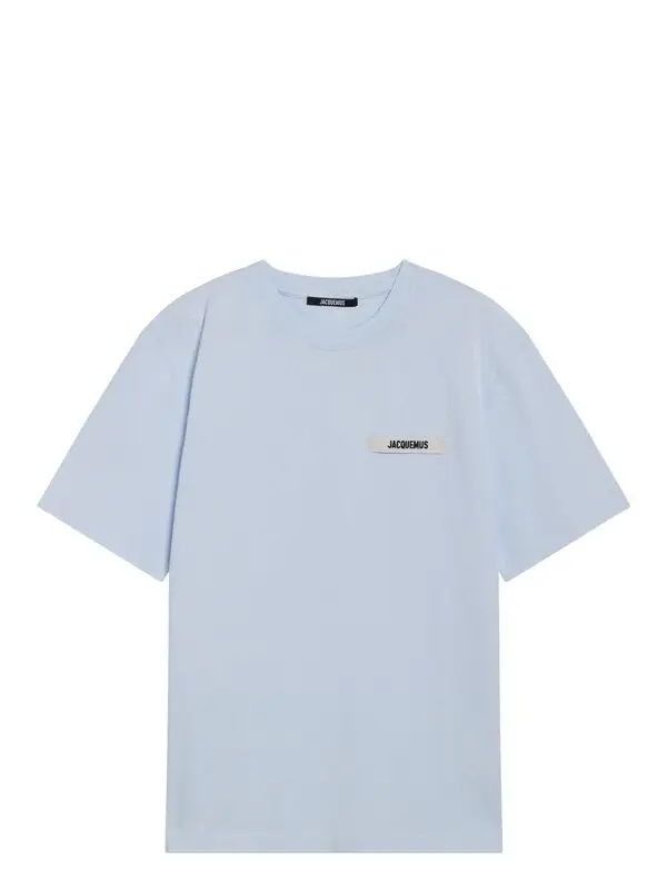 Jacquemus T Shirt With Gros Grain Logo - Light Blue