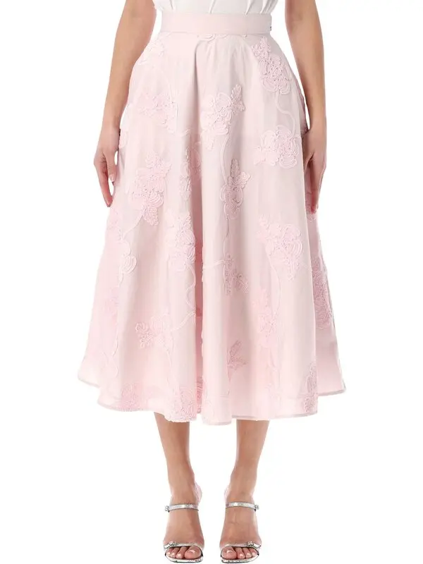 Remain Birger Christensen Floral Embroidered Maxi Skirt - Orchid Ice
