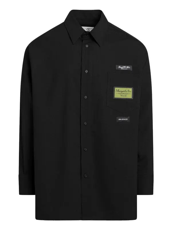 MAISON MARGIELA Wool Blend Shirt With Label Details - Black