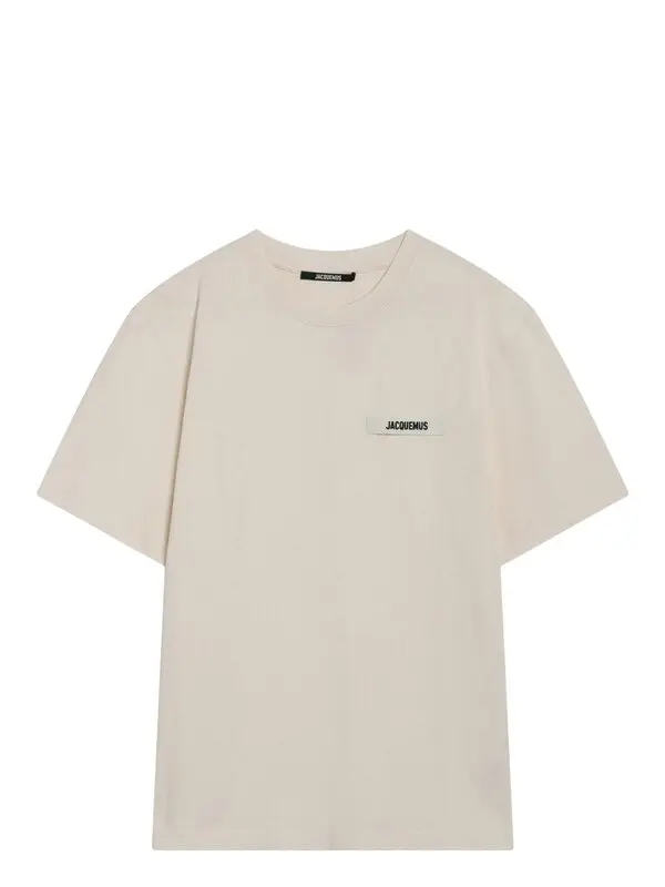 Jacquemus T Shirt With Gros Grain Logo - Beige