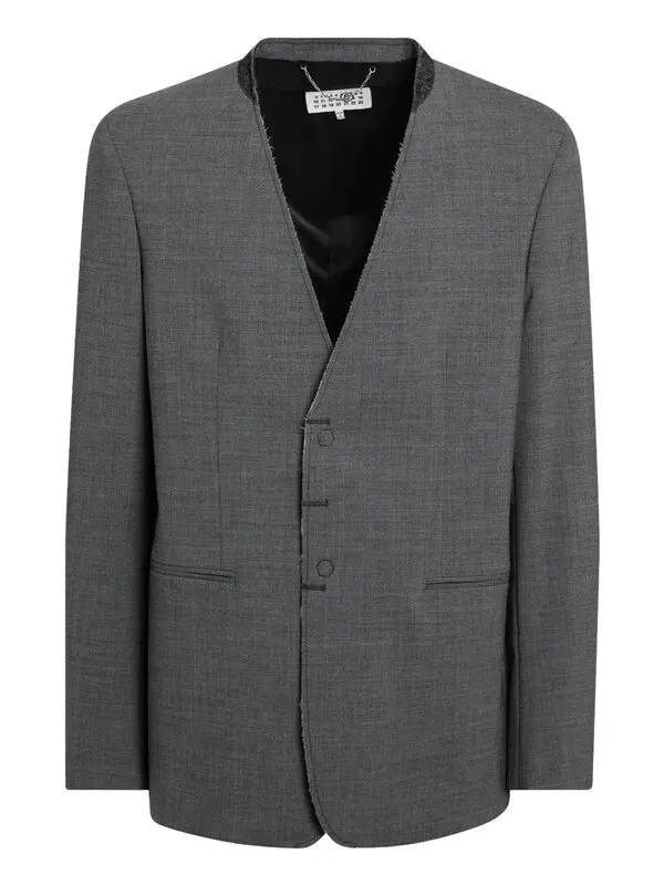 MAISON MARGIELA Mélange Wool Blend Jacket - Grey