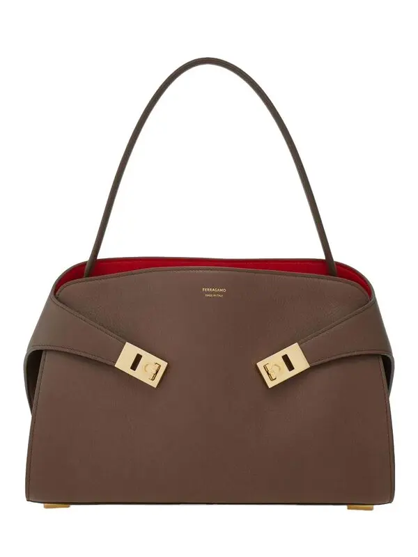 FERRAGAMO Small Leather Tote - Dove Grey