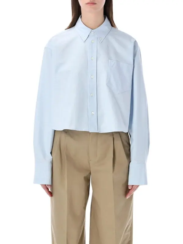 Ami Cropped Oxford Shirt - Blue