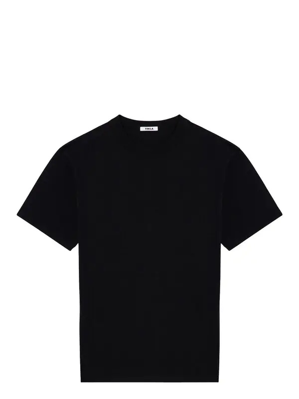 TEKLA Cotton Crew Neck T Shirt - Black