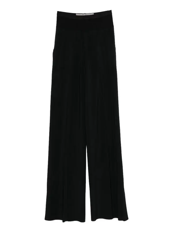 Rick Owens Wide Leg Silk Blend Trousers - Black