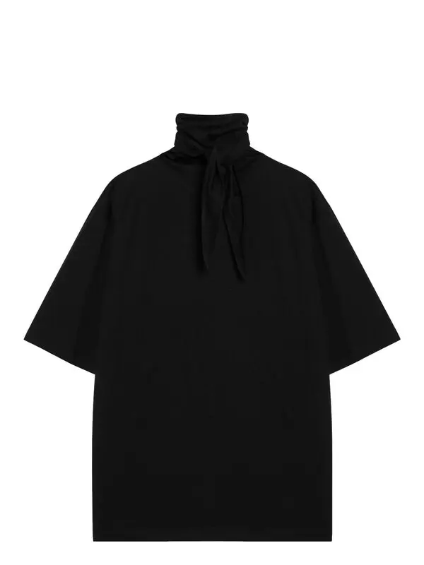 LEMAIRE Cotton T-shirt With Scarf Detail - Black