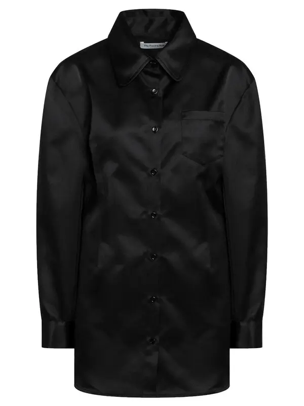 THE FRANKIE SHOP Satin Shirt Dress - Black