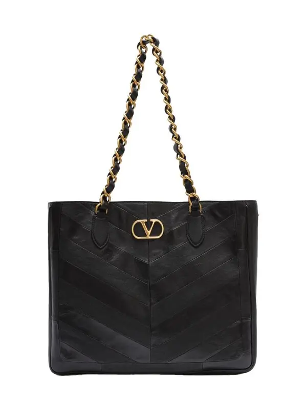 Valentino Garavani Laseine Leather Shoulder Bag - Black