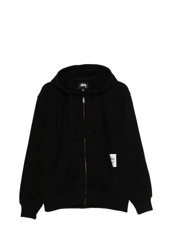 STÃ¼SSY Long Sleeve Full Zip Hoodie - Black