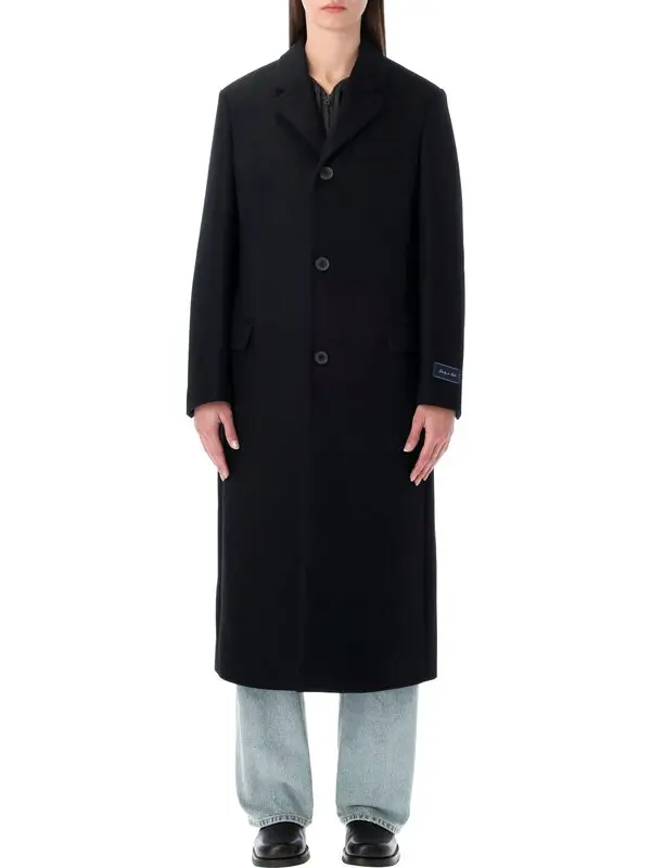 SPORTY & RICH Long Wool Overcoat - Black