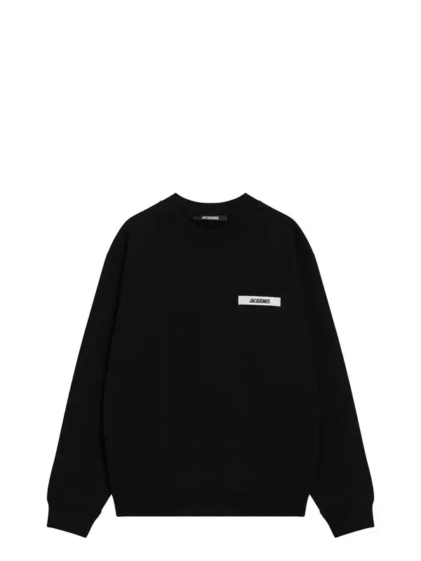 Jacquemus Crewneck Sweatshirt With Gros Grain Logo - Black