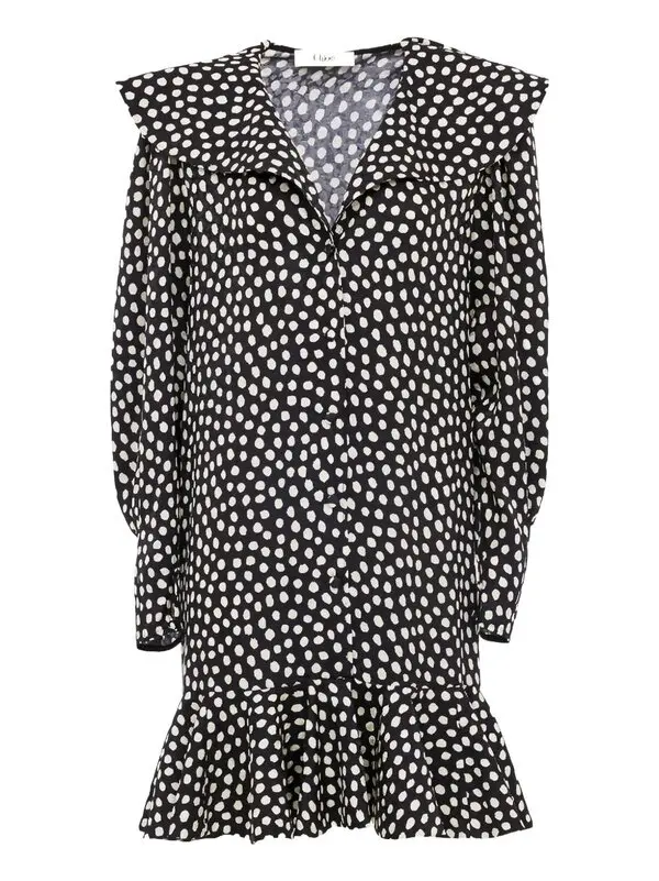 Chloé Dotted Silk Dress - Black