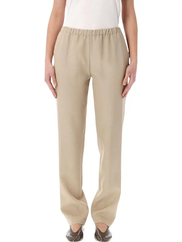 LOULOU Scot Straight-leg Trousers - Beige