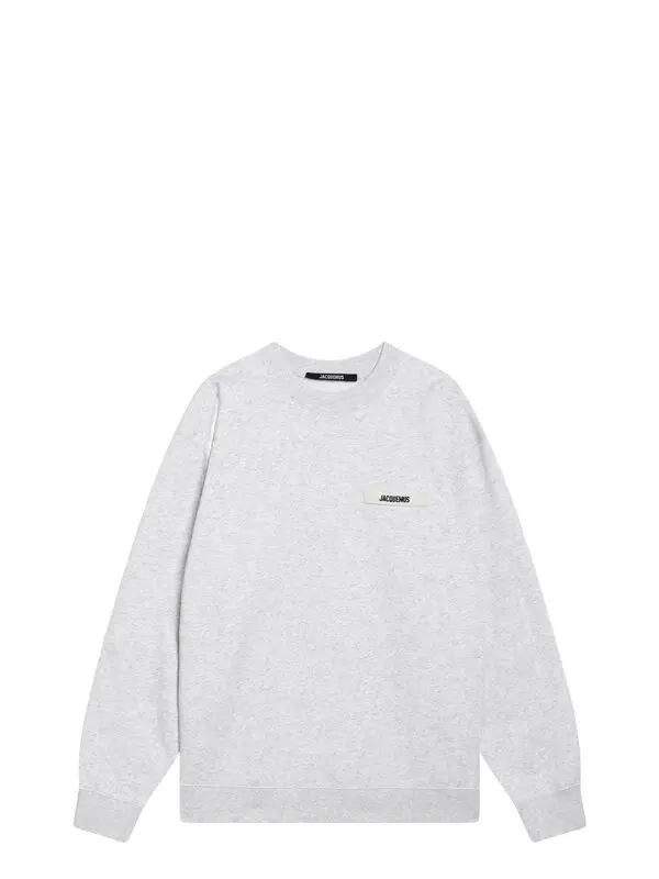 Jacquemus Crewneck Sweatshirt With Gros Grain Logo - Grey