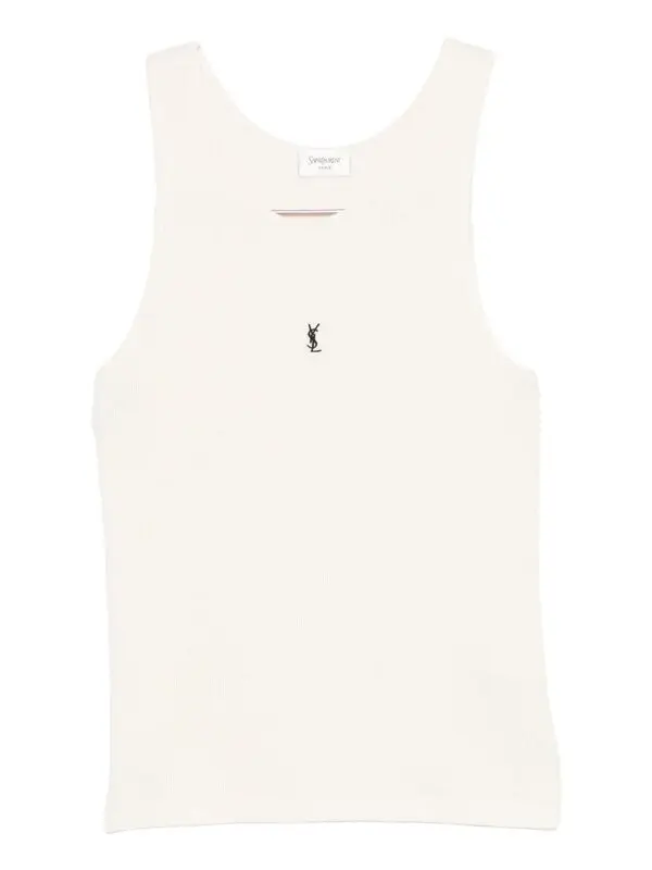 Saint Laurent Logo Cotton Tank Top - White