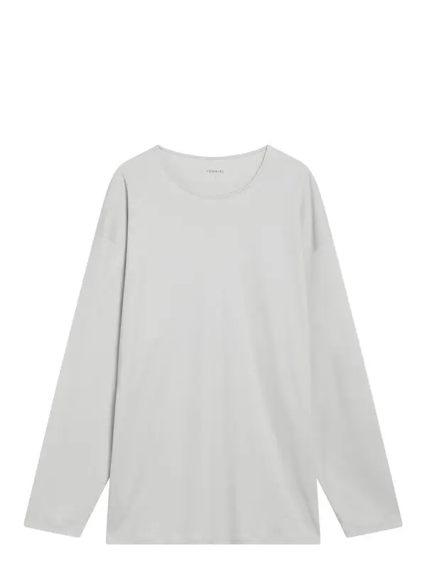 LEMAIRE Chalk Colored Cotton And Silk Interlock T Shirt - White