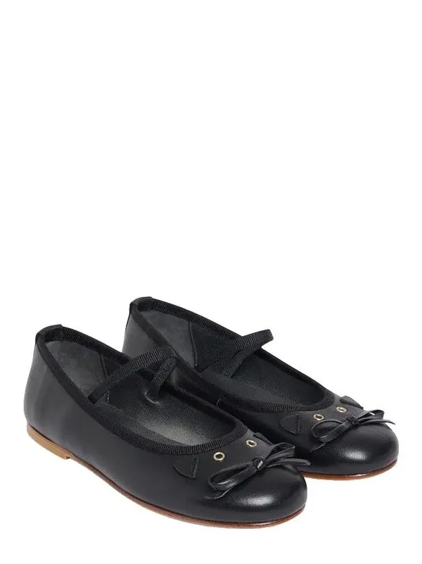Bonpoint Joie Leather Ballerina Flats - Black