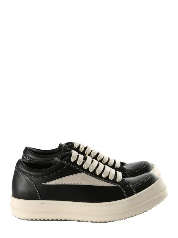 Rick Owens Leather Low Top Sneakers - Black
