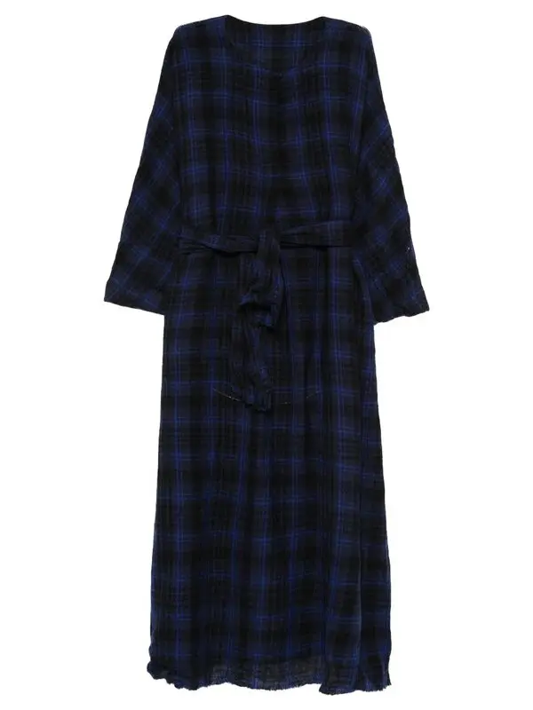 DANIELA GREGIS Tartan Wool Midi Dress - Blue