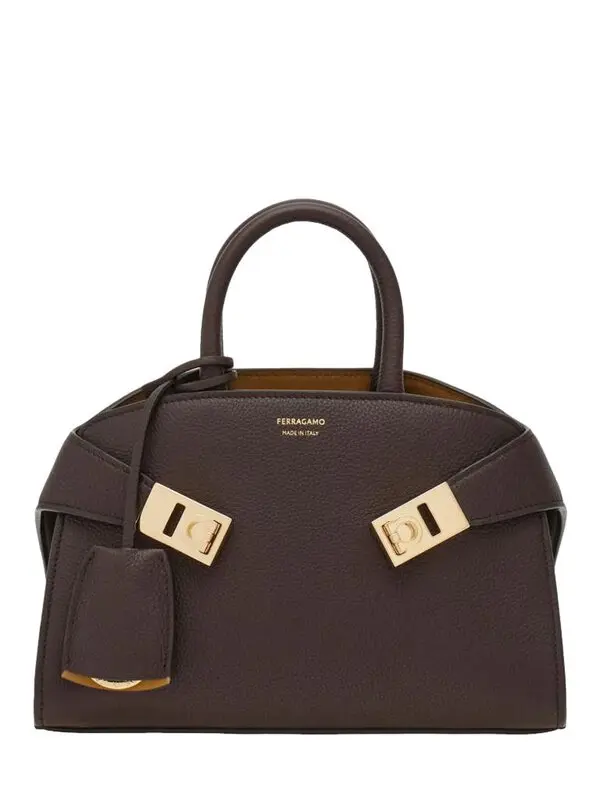 FERRAGAMO Hug Mini Leather Handbag - Brown