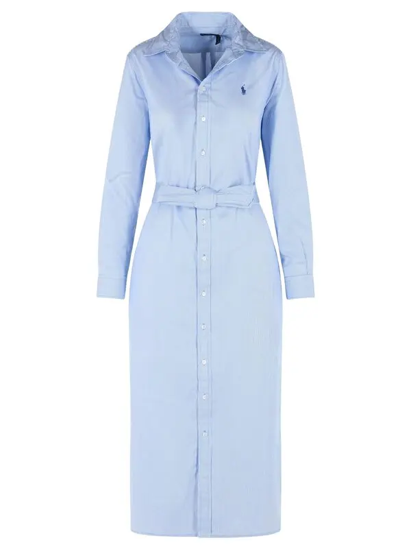 Polo Ralph Lauren Cotton Shirt Dress - Light Blue