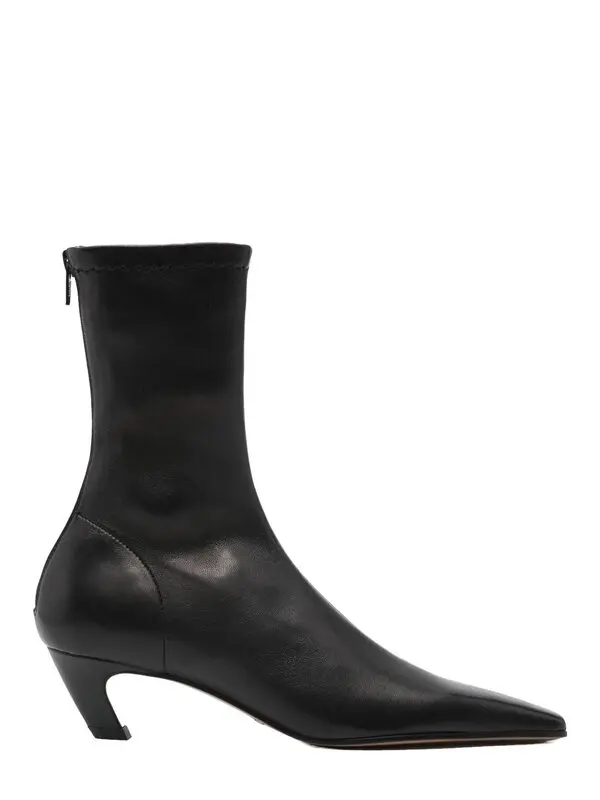 Khaite Arizona Leather Ankle Boots - Black