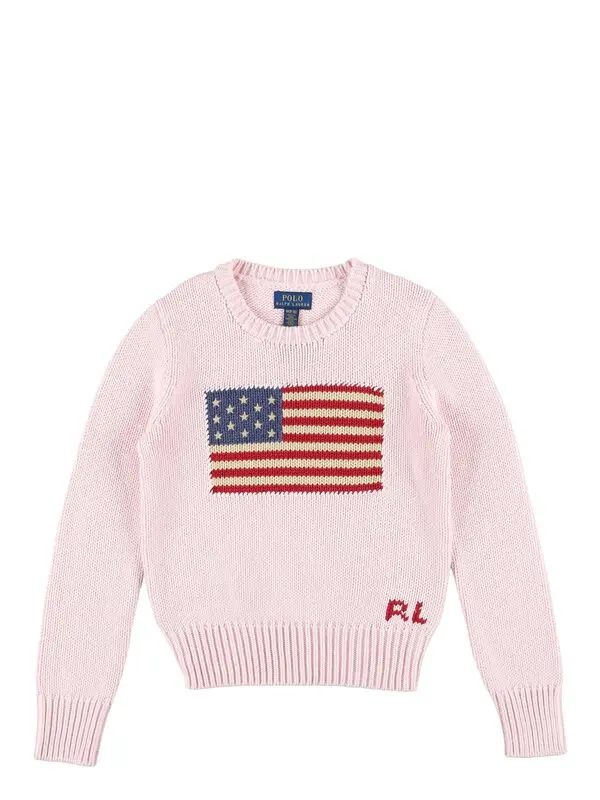 Polo Ralph Lauren Intarsia-knit Flag Cotton Jumper - Acacia Pink