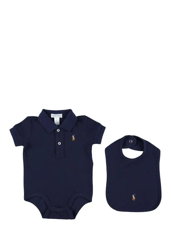 Polo Ralph Lauren Baby Boy Bodysuit And Bib Gift Set - Refined Navy