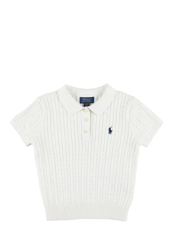 Polo Ralph Lauren Mini-cable Knit Polo Sweater - Paper White
