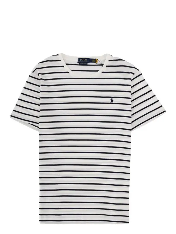 Polo Ralph Lauren Striped Logo T Shirt - White